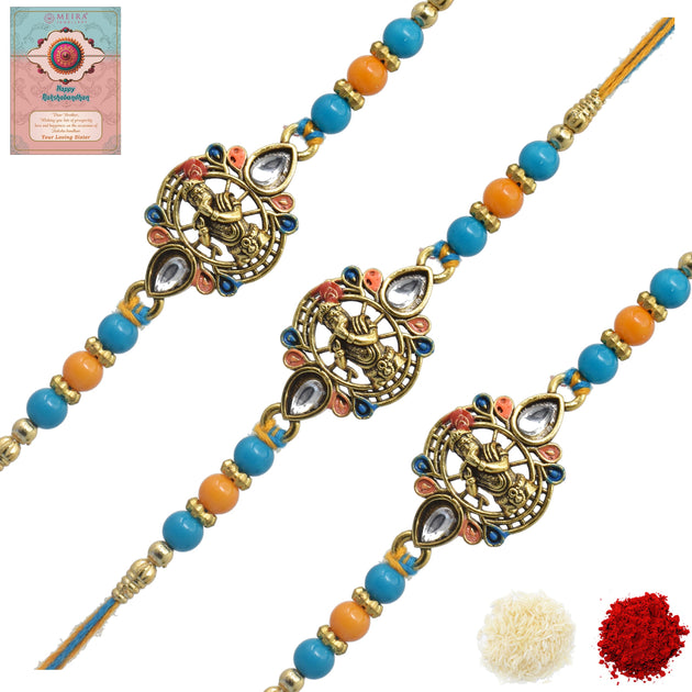 Divine Shree Krishana Multicolored Rakhis Set of 3 Rakhi Made from ...