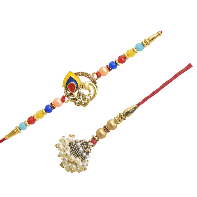 Traditional Morpankh Design Bhaiya Bhabhi Rakhi Set ,Exquisite Set of ...