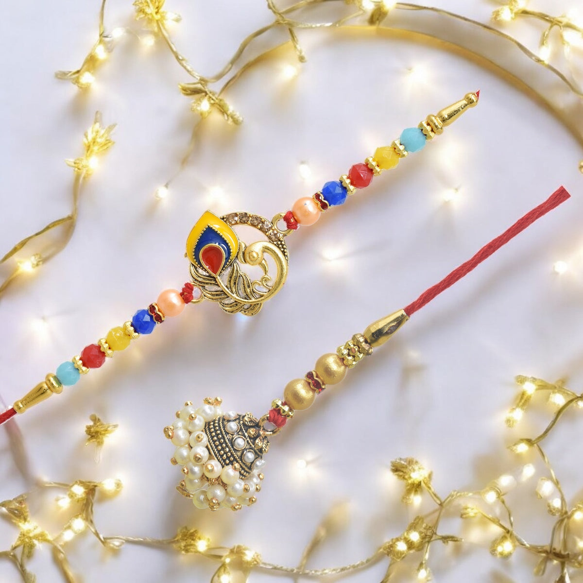 Traditional Morpankh Design Bhaiya Bhabhi Rakhi Set ,Exquisite Set of ...