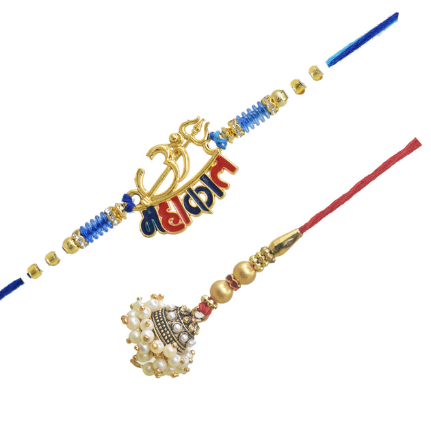 Traditional Mahakal Design Bhaiya Bhabhi Rakhi Set ,Exquisite Set of 2 ...