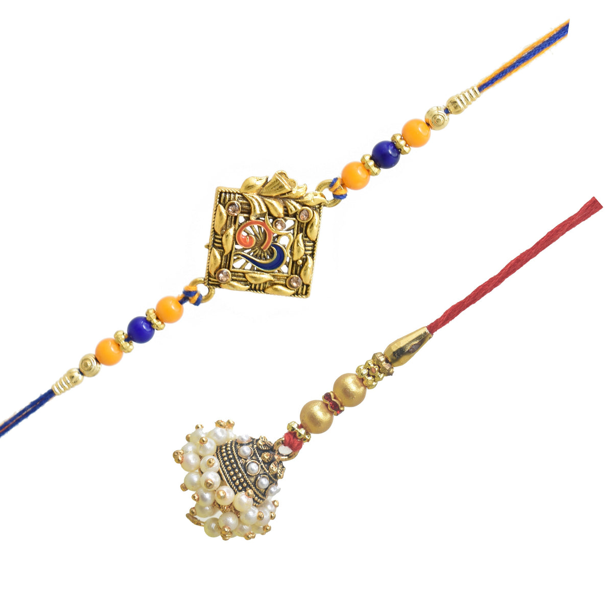 Traditional Om Design Bhaiya Bhabhi Rakhi Set ,Exquisite Set of 2 Rakh ...