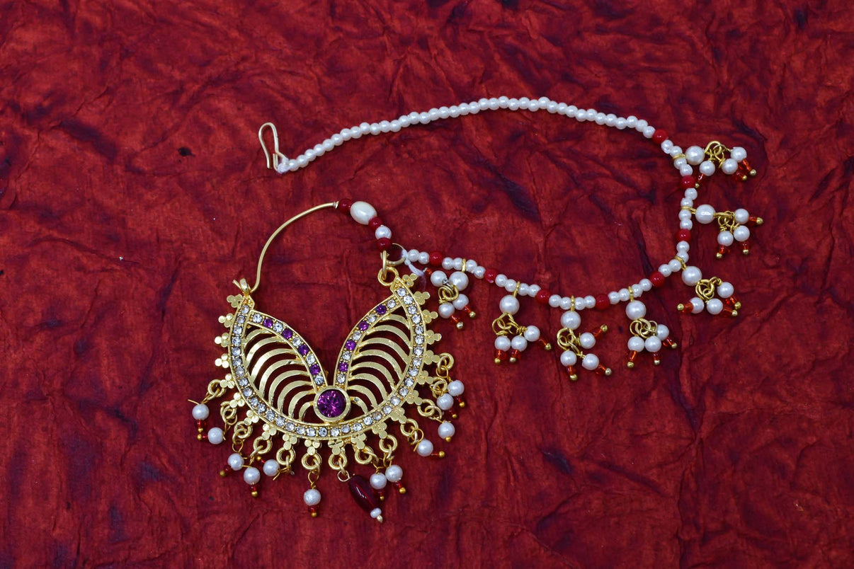 Spider Design Moon shape AD studded Red Traditional Nath for Women ...