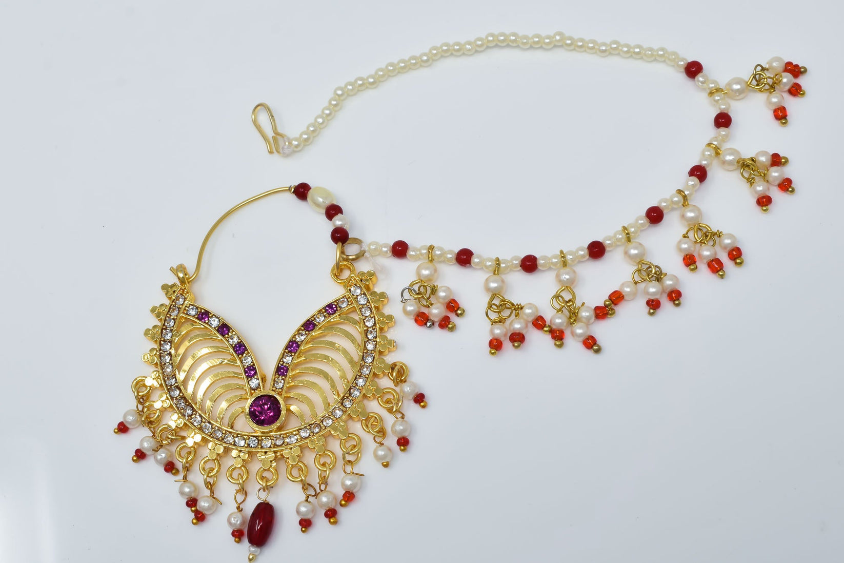 Spider Design Moon shape AD studded Red Traditional Nath for Women ...