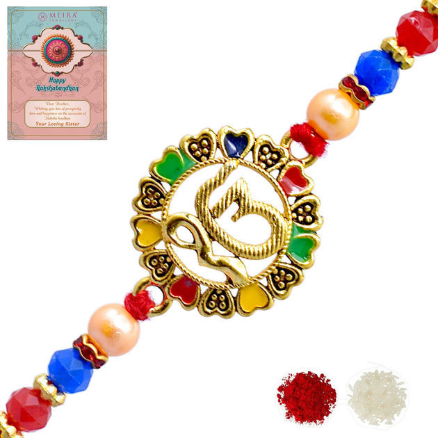 Spiritual ik onkar Rakhis Divine Goldplated Multicolored Rakhis 1 Rakh ...