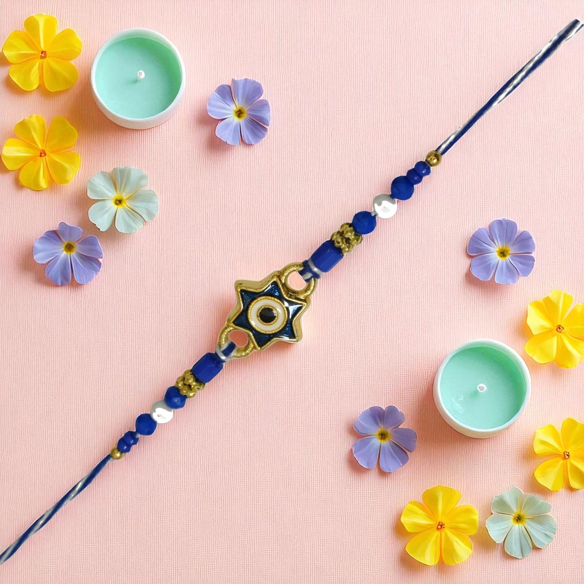 Meira Jewellery Traditional Goldplated AD Studded Blue color stone ...