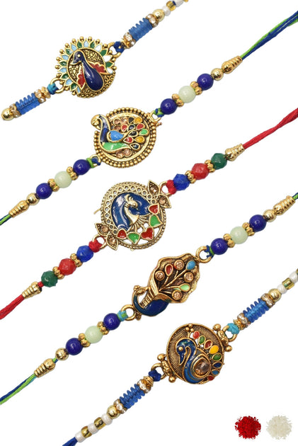 Designer Little Bro Rakhis for brother Set of 5 Rakhi Made from Cotton ...
