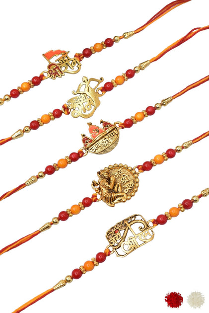 Designer Little Bro Rakhis for brother Set of 5 Rakhi Made from Cotton ...