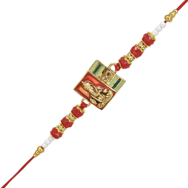 Meira jewellery Ganesha Rakhi, Pack of 1 Handmade Traditional Cotton ...
