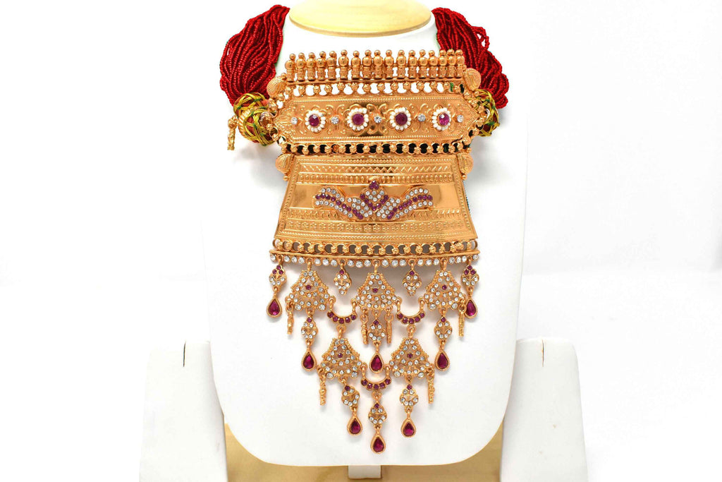 Heavy Rajasthani Gold Plated Green Aad with American Diamond. – Meira ...