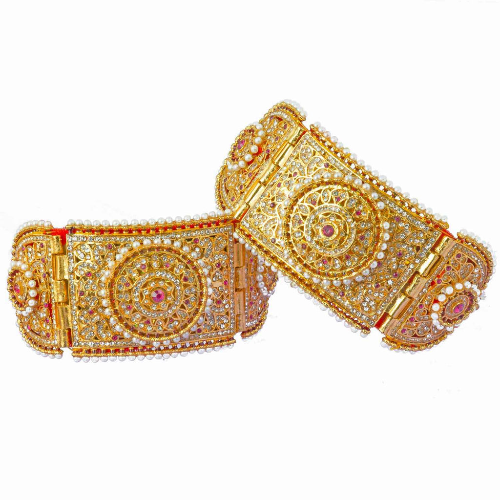 Royal Rajputi pink color American Diamond studded premium Gold Plated ...