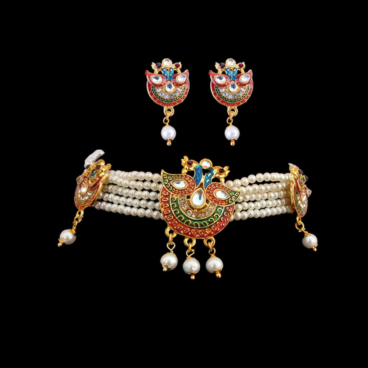 Ethnic Moti Chik Choker Set for Girls and women – Meira Jewellery