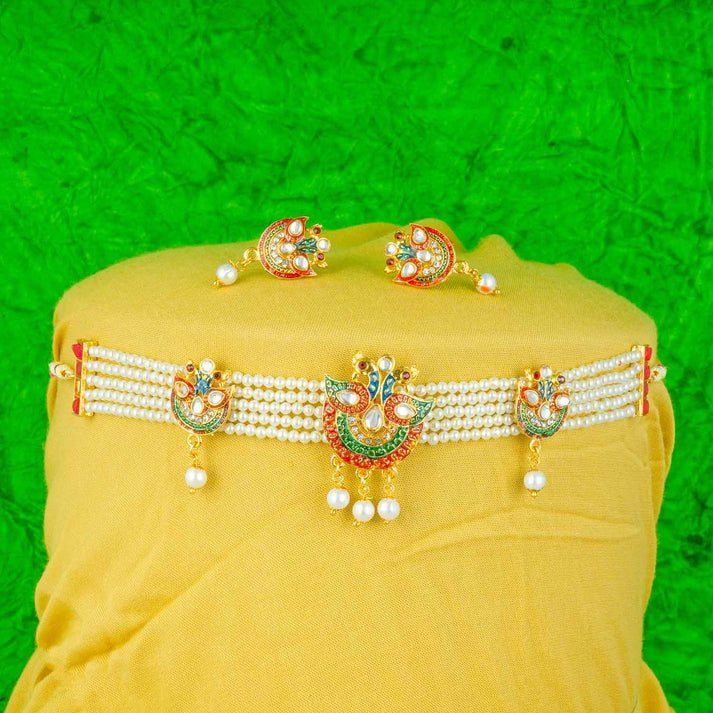 Ethnic Moti Chik Choker Set for Girls and women – Meira Jewellery