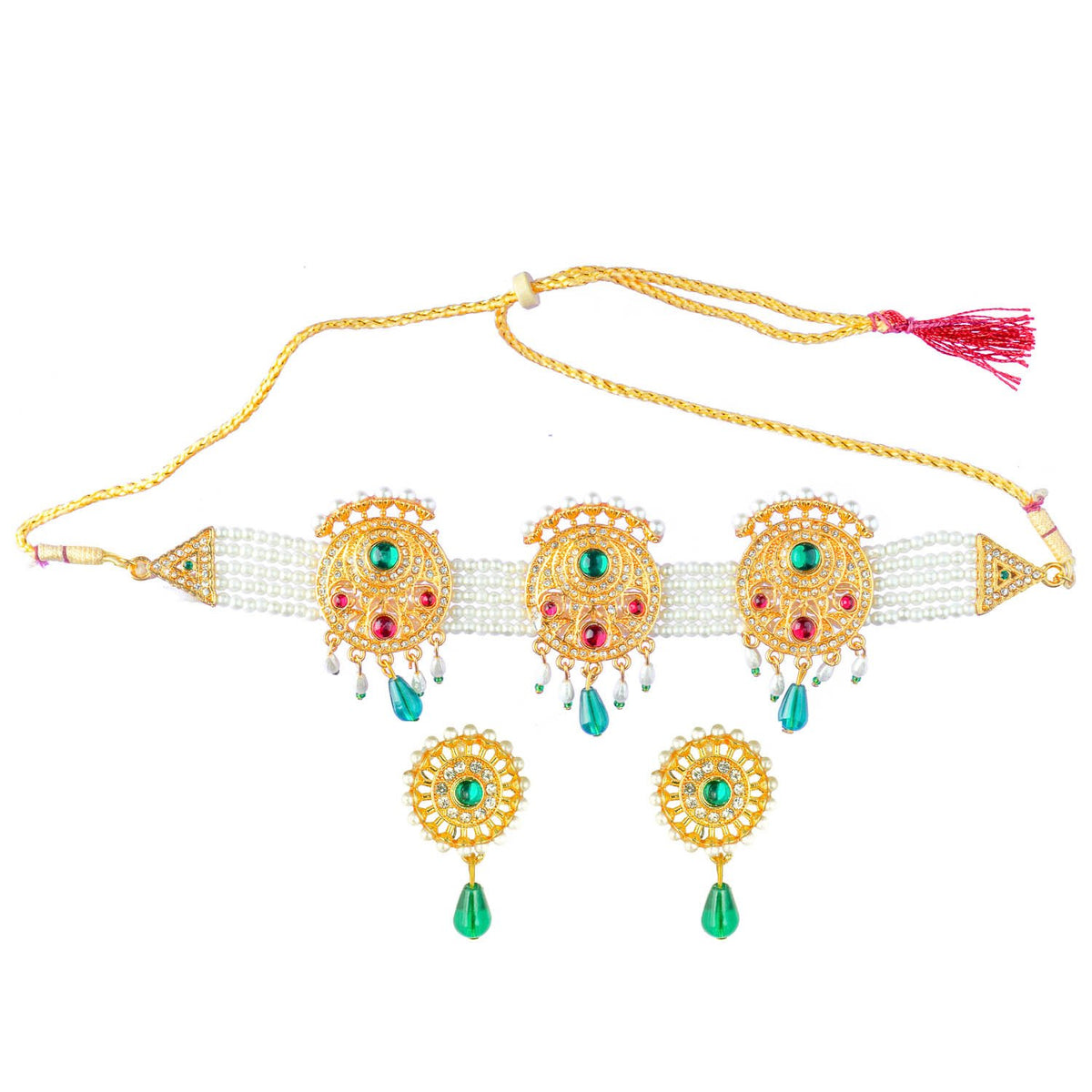 Ethnic Moti Chik Choker Set for Girls and women – Meira Jewellery
