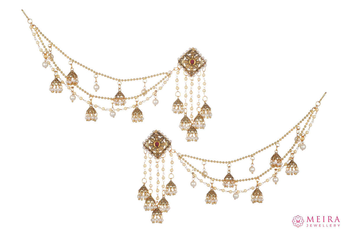 Fancy Bahubali Antique Long Chain Jhumki Earrings – Meira Jewellery