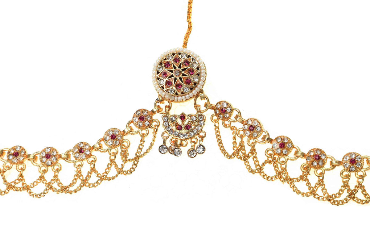 Rajputi Gold Plated Rakhdi Set Studded With White-Pink Color American ...