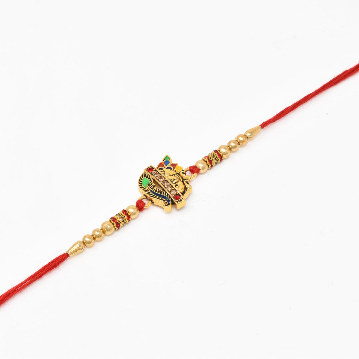 Krishna Morpankh Rakhi with Roli Chaval and Rakshabandhan Gift Card Fo ...