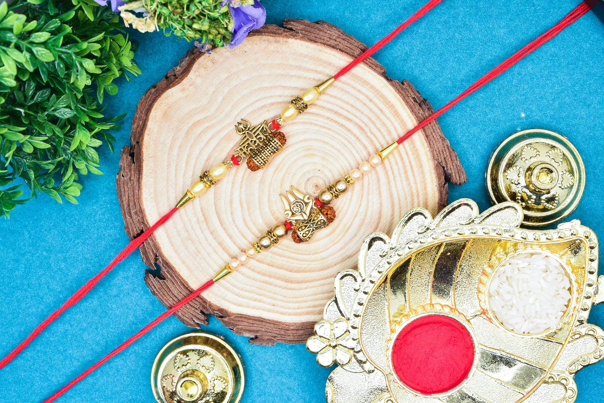 OM n MAHAKAL Rakhi set with Roli Chawal & Card| rakhi for brother and ...