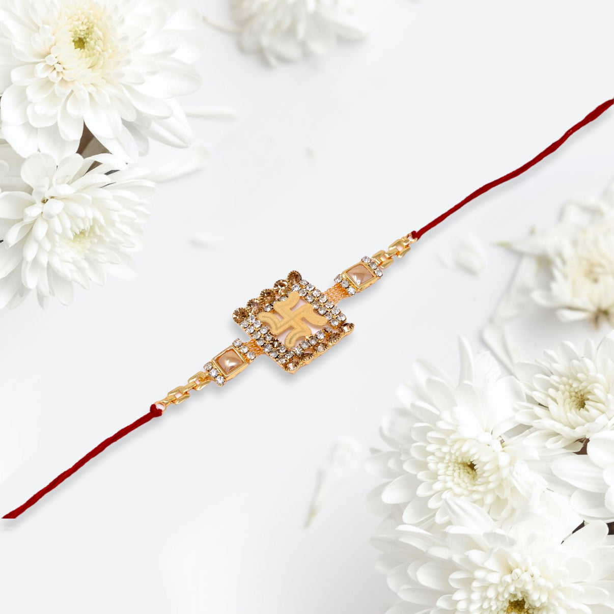 Swastik Rakhi with Roli chawal n Rakshabandhan Gift Card for Bhaiya n ...