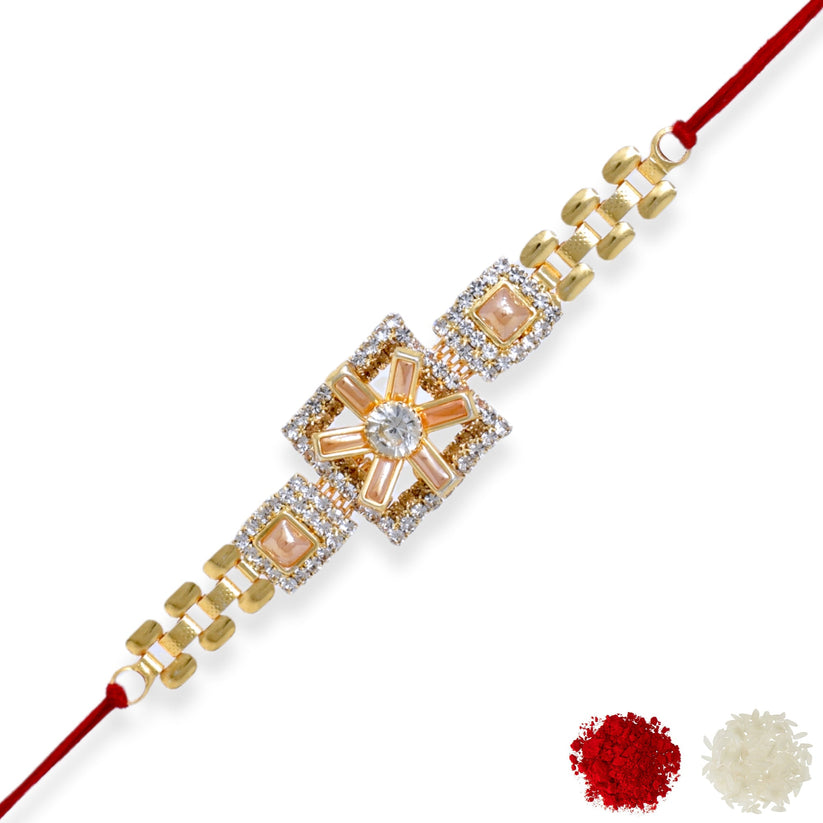 A.D. stone Rakhi with Roli chawal n Rakshabandhan Gift Card for Bhaiya ...