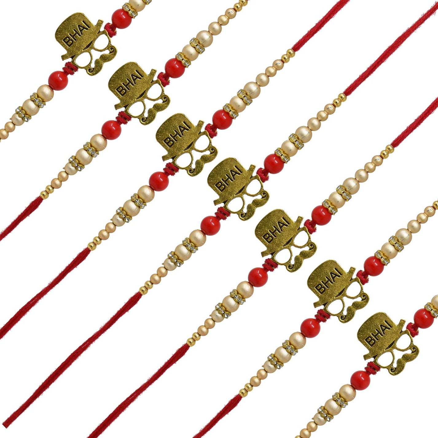 Cool Bhai Rakhi Set of 7 with Roli Chawal and Raksha Bandhan Greeting ...